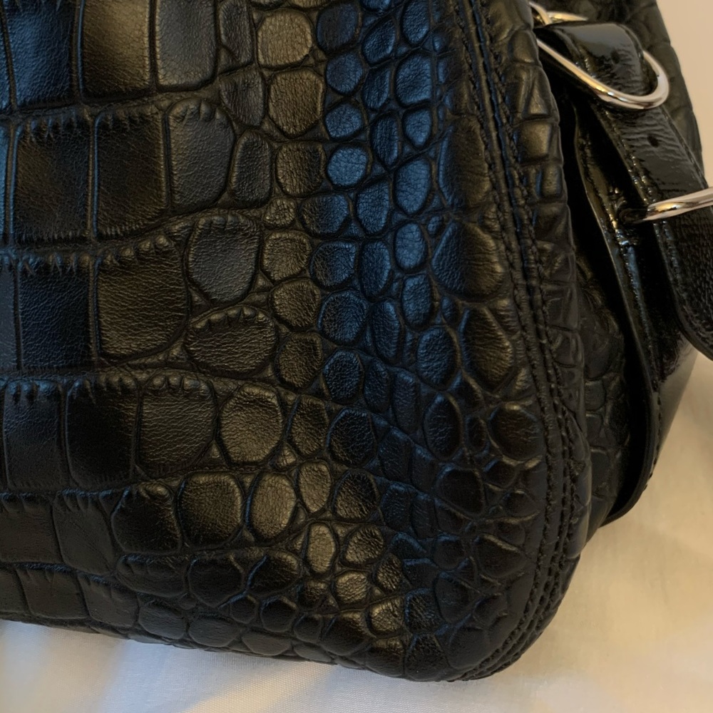 Coach Crocodile Embossed Leather Shoulder Bag - Gem